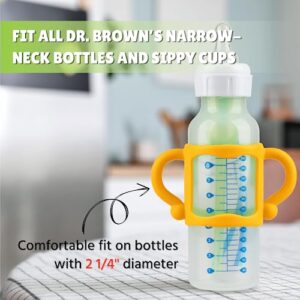 3-Pack Silicone Baby Bottle Handles for Dr Brown Narrow Baby Bottles, Bottle Holder for Baby Self Feeding, Easy Grip Handles to Hold, BPA-Free