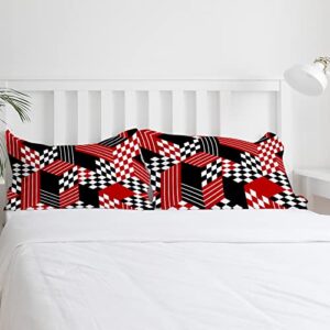 Laibao Duvet Cover Twin Size Modern Red Black Abstract Art Geometric Mid Century Soft Bedding Comforter Cover Set of 4 with 2 Pillow Cases 1 Flat Sheet Breathable Quilt Cover Sets for Boys Girls