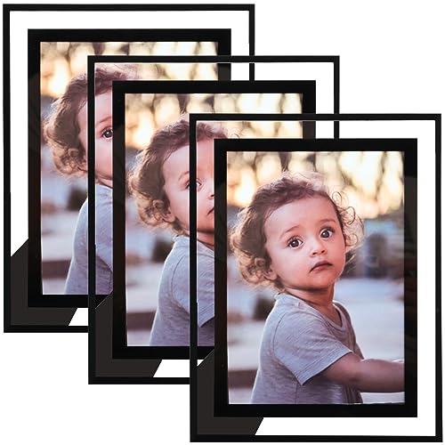 Fixwal 5x7 Picture Frames Set of 3, Black Photo Frame, with Tempered Glass, for Tabletop Display, Wedding Gifts, with Horizontal or Vertical Placement