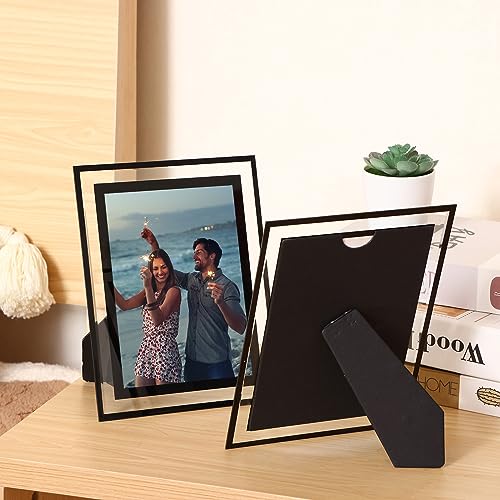 Fixwal 5x7 Picture Frames Set of 3, Black Photo Frame, with Tempered Glass, for Tabletop Display, Wedding Gifts, with Horizontal or Vertical Placement