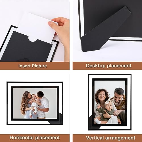 Fixwal 5x7 Picture Frames Set of 3, Black Photo Frame, with Tempered Glass, for Tabletop Display, Wedding Gifts, with Horizontal or Vertical Placement