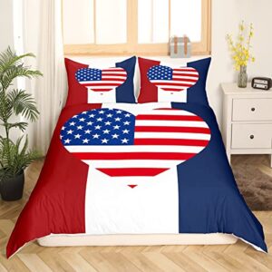 erosebridal american flag duvet cover full, flag stars stripes bedding set for children, independence day american flag usa patriotic heart comforter cover, united states stripe red blue quilt cover