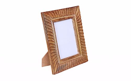 indoStrides Hand Carved Mango Wood 5x7 Picture Frame for Tabletop use