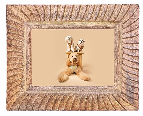 indoStrides Hand Carved Mango Wood 5x7 Picture Frame for Tabletop use