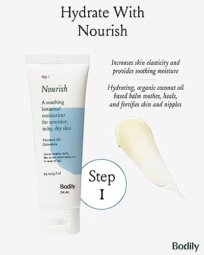 Bodily - Nip Duo Nipple Cream for Breastfeeding - 100% Natural - Lanolin Free Nipple Cream Set - Organic Nipple Butter to Hydrate and Protect Dry, Sore Skin - 2X 0.5oz