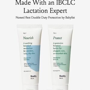 Bodily - Nip Duo Nipple Cream for Breastfeeding - 100% Natural - Lanolin Free Nipple Cream Set - Organic Nipple Butter to Hydrate and Protect Dry, Sore Skin - 2X 0.5oz