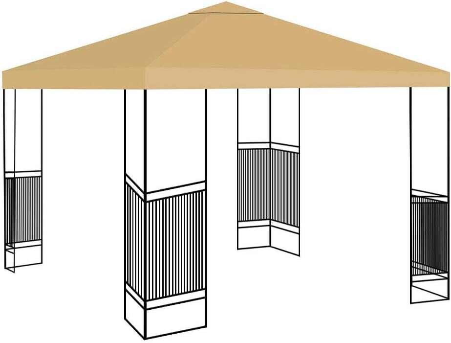 Timoau Gazebo Canopy Replacement Top 10'x10' - Single Tier Patio Canopy Cover - Square Replacement Canopy Gazebo Top - Waterproof 300D Canvas Gazebo for Patio Garden Outdoor (one Tier, Green)