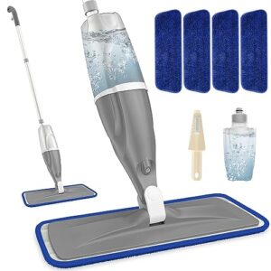 spray mops for floor cleaning microfiber floor mop for hardwood floors wet dust mop flat mop floor cleaner mop with 4 washable pads 440 ml refillable bottle for wood floor tile laminate vinyl kitchen