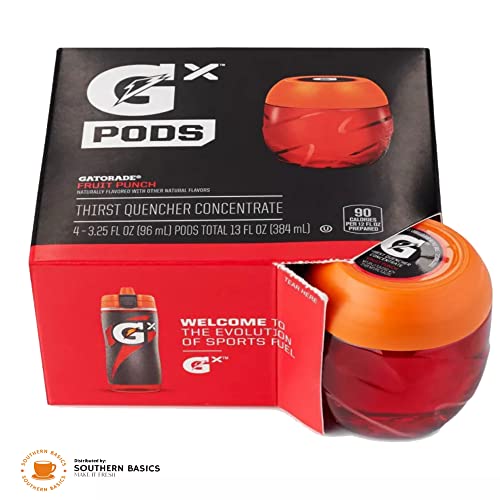 Gatorade Gx Hydration System, Non-Slip Gx Squeeze Bottles Or Gx Sports Drink Concentrate Pods Essentially for Southern Basics (4 Count) Fruit Punch