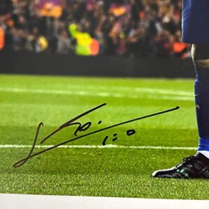 Autographed/Signed Lionel Leo Messi FC Barcelona 12x16 Soccer Photo Beckett BAS COA #4