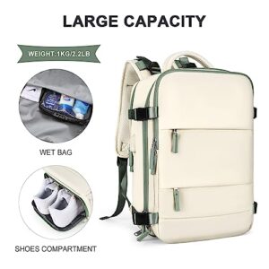 coowoz Large Travel Backpack For Women Men,Carry On Backpack,Hiking Backpack Waterproof Outdoor Sports Rucksack Casual Daypack travel essentials（White Green）