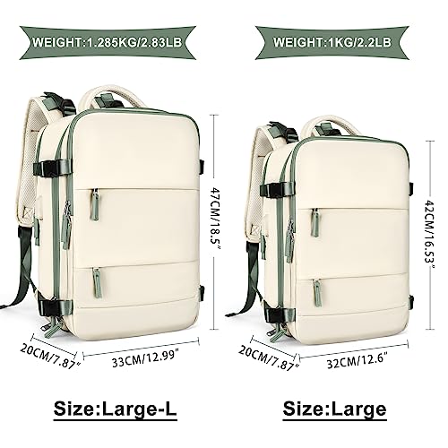 coowoz Large Travel Backpack For Women Men,Carry On Backpack,Hiking Backpack Waterproof Outdoor Sports Rucksack Casual Daypack travel essentials（White Green）