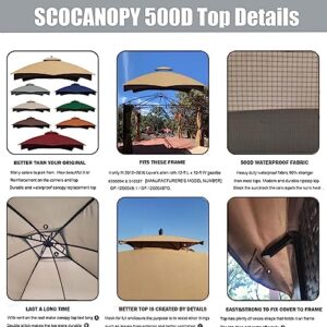 SCOCANOPY Beige Ripstop Replacement Top for Lowe's Allen Roth 10X12 Gazebo Model #GF-12S004B-1