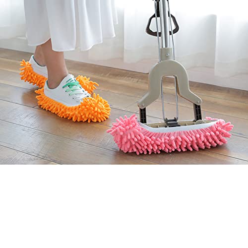 1pc Chenille Mopping Dust Slipper Washable Reusable Shoe Cover Foot Dust Hair Cleaner for Cleaning Floor Sweeping Slippers