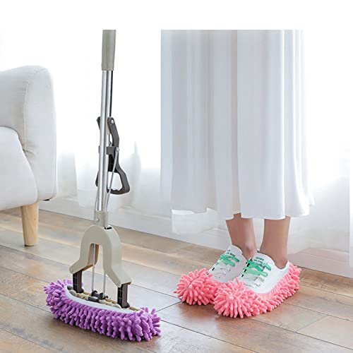 1pc Chenille Mopping Dust Slipper Washable Reusable Shoe Cover Foot Dust Hair Cleaner for Cleaning Floor Sweeping Slippers