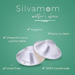 Silvamom® The Original Silver Nursing Cups | Nipple Shields for Nursing Newborn Breastfeeding | 925 Silver | Nickel Free | Newborn Essentials Must Haves | Soothies and Protect (Regular Size)