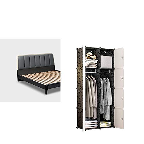 LHLLHL Portable Wardrobe Closet, Modular Storage Organizer, Space Saving Armoire, Deeper Cube with Hanging Rod