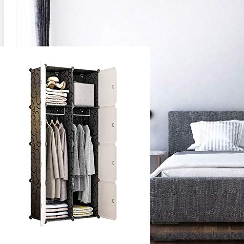 LHLLHL Portable Wardrobe Closet, Modular Storage Organizer, Space Saving Armoire, Deeper Cube with Hanging Rod