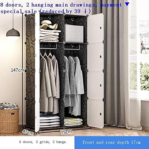 LHLLHL Portable Wardrobe Closet, Modular Storage Organizer, Space Saving Armoire, Deeper Cube with Hanging Rod