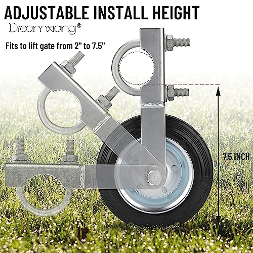 Gate Helper Wheel Gate Caster Kit for Supporting Swing Metal Tube Gate with 1-5/8" Thru 2" Gate Frames, 6" Heavy Duty Farm Gate Wheel for Chain Link Fence, Prevent Gate from Dragging, Sliver, 1 Pack