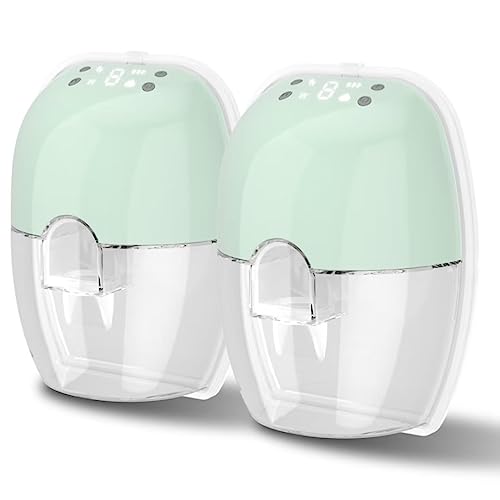 Wearable Breast Pump, 2 Pack Double Wireless Pump with Comfortable Double-Sealed Flange, 3 Modes & 9 Levels Electric Pump Portable, Smart Display, 24mm