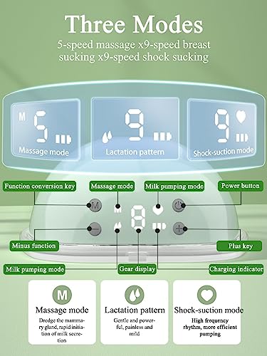 Wearable Breast Pump, 2 Pack Double Wireless Pump with Comfortable Double-Sealed Flange, 3 Modes & 9 Levels Electric Pump Portable, Smart Display, 24mm