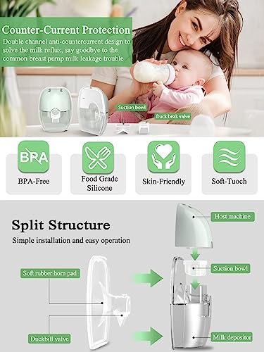 Wearable Breast Pump, 2 Pack Double Wireless Pump with Comfortable Double-Sealed Flange, 3 Modes & 9 Levels Electric Pump Portable, Smart Display, 24mm