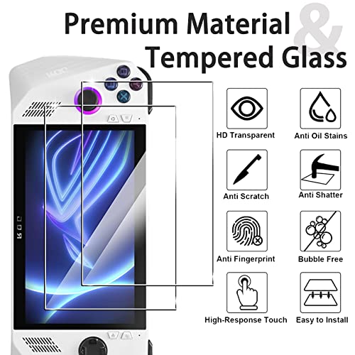 Miimall [2 Pack] Compatible for ROG Ally Screen Protector Tempered Glass, HD Clear 9H Anti-Fingerprint Anti-Scratch Cover Protector Film for Asus ROG Ally Handheld 2023 Accessories (7.0 inch)