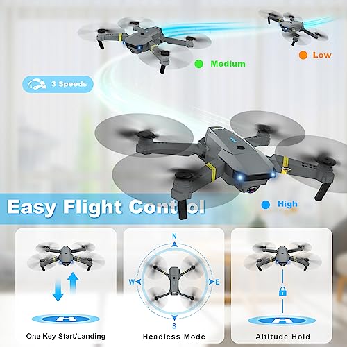 INPORSA Drone with Camera for Adults Kids, 1080P HD Camera FPV Drone with Upgrade Altitude Hold, Gestures Selfie, Waypoint Fly, 3D Flip, One Key Start, 3 Speed Mode, 2 Batteries