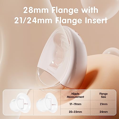 NCVI Hands Free Breast Pump, Double Wearable Breast Pump, Electric Breast Pump with 4 Modes & 9 Levels, Low Noise and Large Battery, 21/24/28mm, 2 Pack