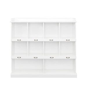 PKUGU Modern White Bookshelf, Floor Standing 10 Units Bookcase, 3-Tier Open Bookshelf, Tall Cube Storage Shelf, Vertical Cabinet Bookshelves, Bookcases for Office, Study, Bedroom, Living Room