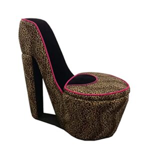 homestock seaside style black cheetah prints high heel storage