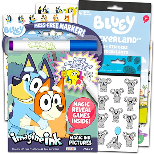 Bluey Imagine Ink Book Bundle ~ Mess-Free Bluey Activity and Coloring Book for Kids Ages 4-8 with Bluey Stickers and More (Bluey Party Favors)