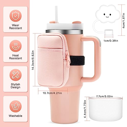 Water Bottle Cup Accessories for Stanley 2.0 40 oz/30 oz,Water Bottle Pouch,Adjustable Belt Bag for Tumbler Cup,1 Cup Belt Bag,1 Straw Stopper,2 Anti Slip Silicone Boots,Gym Bottle Accessories