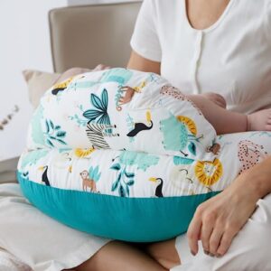 Momcozy Original Nursing Pillow and Positioner - Standard Size Feeding Pillow | Breastfeeding, Bottle Feeding, Baby Support | with Adjustable Waist Strap and Removable Cotton Cover, Animal Forest