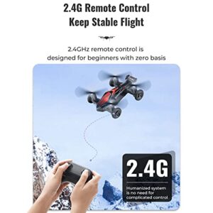 Aufmer Mini Drone with Kids Camera, 2 in 1 Quadcopter with Land Mode or Flight Mode, Altitude Hold, Headless Mode, 3D Flip, 2.4G Remote Control Drones for Boys Girls Beginners Gift (Red)