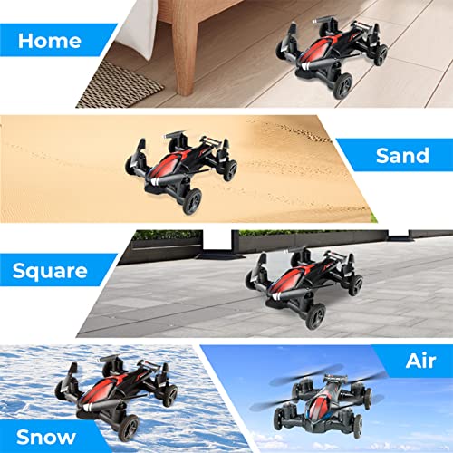 Aufmer Mini Drone with Kids Camera, 2 in 1 Quadcopter with Land Mode or Flight Mode, Altitude Hold, Headless Mode, 3D Flip, 2.4G Remote Control Drones for Boys Girls Beginners Gift (Red)