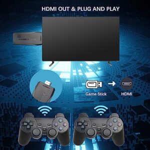 Heramie Wireless Retro Game Console, Plug and Play Video Games 4K HDMI Output for TV, Classic Game Stick, Built in 10000+ Games with 9 Emulators and 2 Wireless Controller 2.4G Gift for Kids & Adults