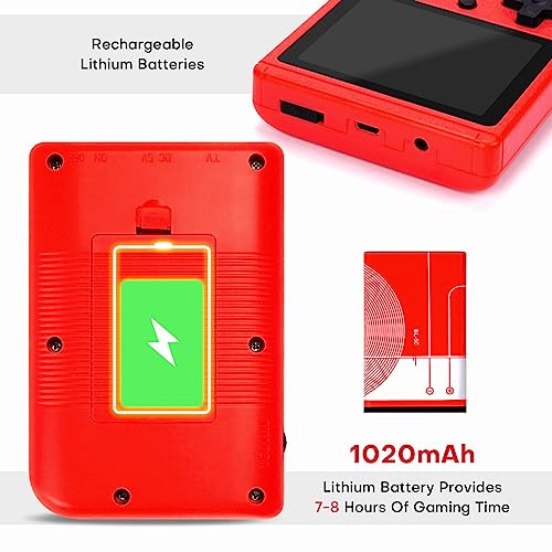 Retro Handheld Game Console with 400 Classical FC Games 3.0 Inches Screen Portable Video Game Consoles with Protective Shell Handheld Video Games Gameboy Support for Connecting TV & Two Players(Red)