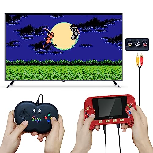 TimeMax Portable Handheld Game Consoles Video Games for Kids and Adults 3.2-inch Screen 500 Preloaded Classic Retro Games Built-in Battery 2-Player Controller TV Connection (Red)…