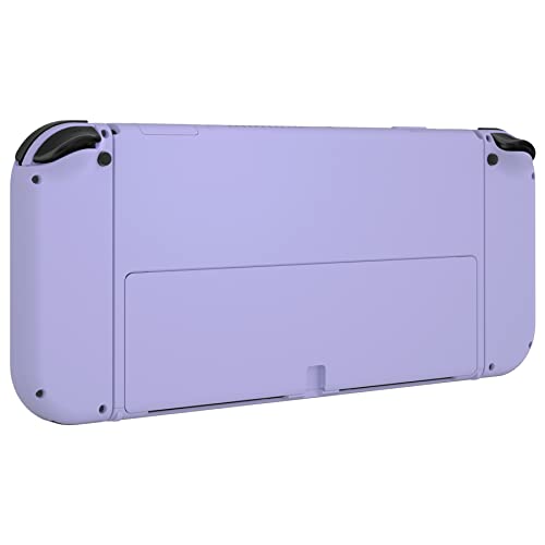 eXtremeRate Light Violet Soft Touch Full Set Shell for Nintendo Switch OLED, Replacement Console Back Plate&Metal Kickstand, NS Joycon Handheld Controller Housing & Buttons for Nintendo Switch OLED