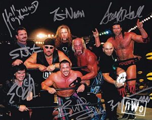 hulk hogan scott hall kevin nash eric bischoff signed wcw 8x10 photo bas coa wwe - autographed wrestling photos