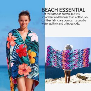 2 Pack Microfiber Oversized Lightweight Beach Towel for Adults Women Men, Reversible 71" x 32" XL Extra Large Thin Quick Dry Sand Free Pool Towels for Travel Sport Swimming Camping Picnic Yoga Gym