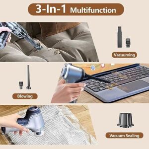 CHOLANG Handheld Vacuum Cordless,15000Pa 3 in 1 Car Vacuum Rechargeable High Power Hand Held Vacuum with Brushless Motor Portable Mini Vacuum Cleaner for Women,Men,Car,Home Pet & Office (Silver)