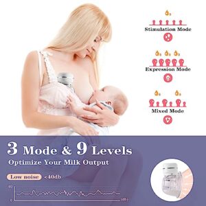 BANLEIYU Wearable Breast Pump, Portable Breast Pump Hands Free with 3 Modes & 9 Levels, 19/22mm All-in-One Painless Electric Wearable Pumps for Breastfeeding with LCD Display, 2 Pack White