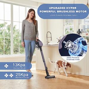 TMA Cordless Vacuum Cleaner, 250W Brushless 25Kpa Stick Vacuum Cleaner with 8-Cell Large Battery & 45Min Runtime, 6 in 1&Multi-Tool for Hardwood Floor Low-Pile Carpet Pet Hair T210