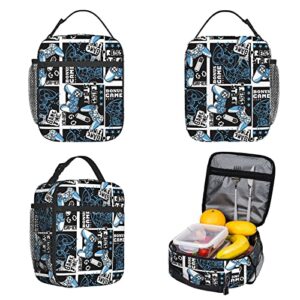 ProLeiBao Insulated Lunch Box Boys Portable Game Lunch Bag Blue Waterproof Lunchbox with Detachable Handle for School Travel Picnic Hiking Beach (Game)