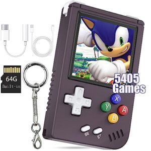 rg nano retro handheld game console,rg nano portable game mini aluminum alloy with 1.54 inch ips screen,rg nano with 64g tf card pre-installed 5405 games supports clock hi-fi speaker