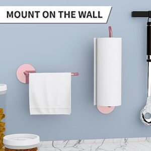 TONLEA Paper Towel Rack, Under Cabinet Paper Towel Holder, 3M Self-Adhesive or Drilling Kitchen Paper Towels Holder, Wall Mount Paper Towel Holders for Kitchen, Pantry, Sink, Bathroom Pink