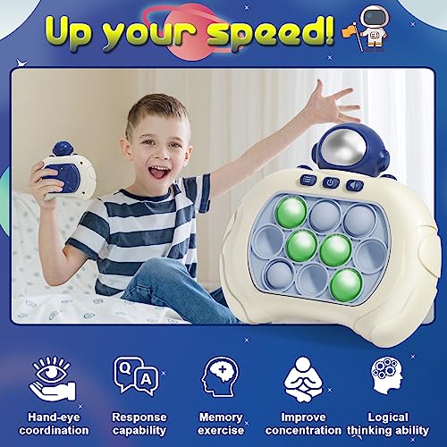 Quick Push Pop Game It Fidget Toys Pro for Kids Adults, Puzzle Game Console Machine, Squeeze Poppet Sensory Push Bubble Stress Toy, Relief Party Favors, Birthday Gifts for Boys and Girls, Blue